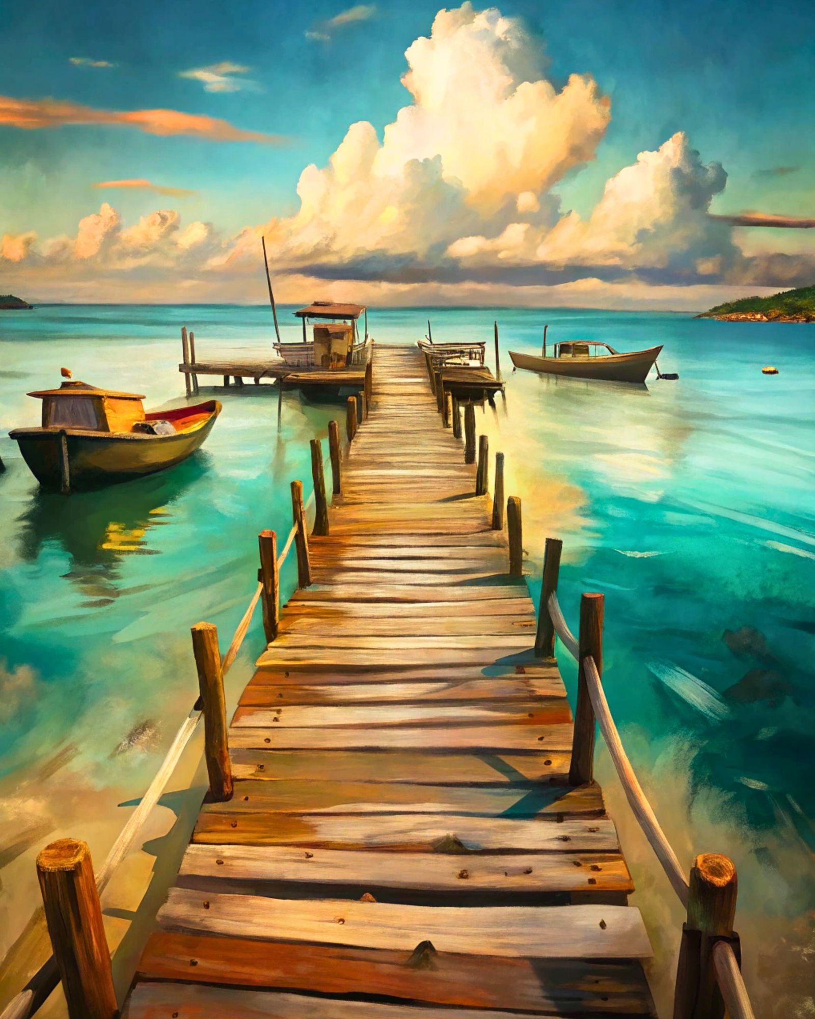 Tropical Pier Sunset – Diamond Painting Bling Art