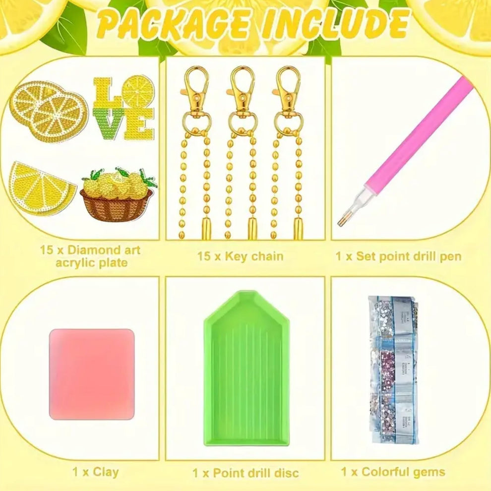 Lemon Theme Key Chains – Diamond Painting Bling Art